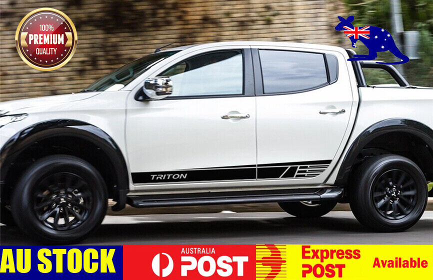 Side Skirt Decal Stickers For Mitsubishi Triton 2015-2021 (Black ...
